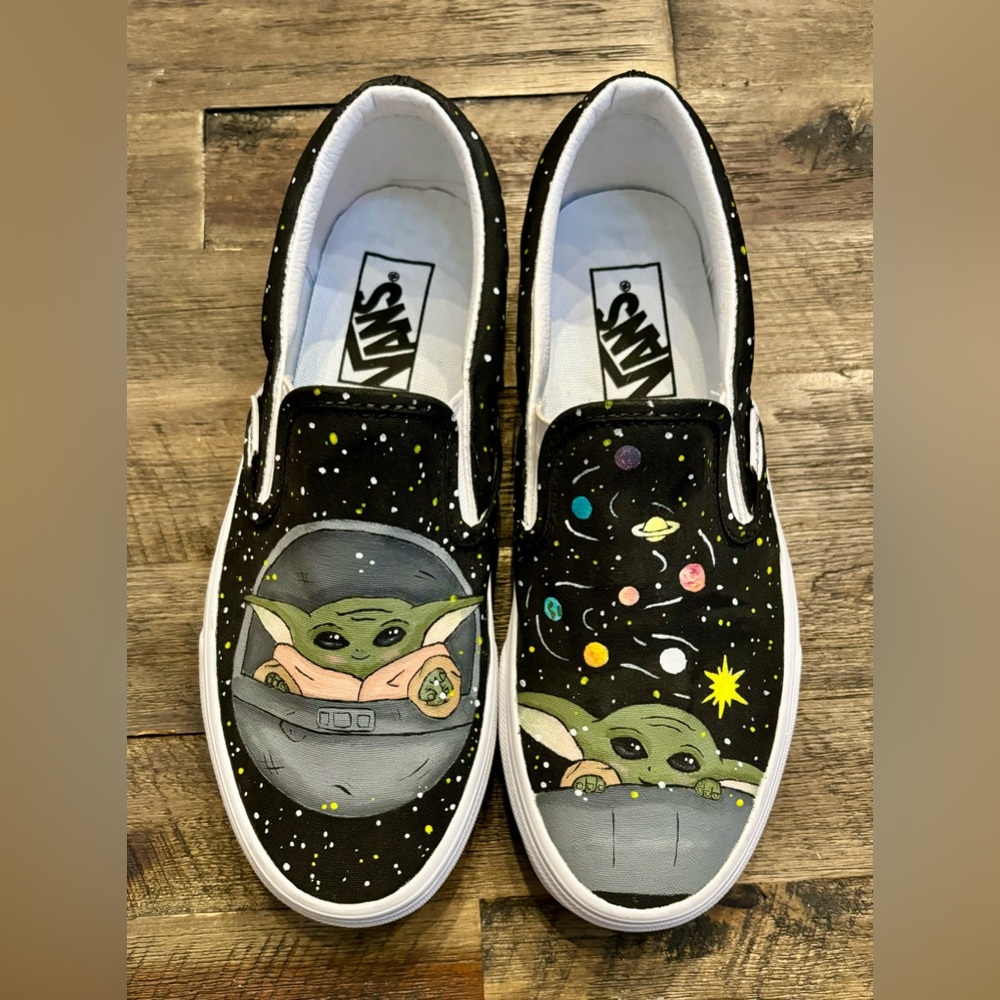 Custom Painted Vans - Baby Yoda/Grogu - Men’s Size 5.… - Gem